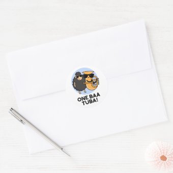 One Baa Tuba Funny Music Sheep Pun Classic Round Sticker | Zazzle