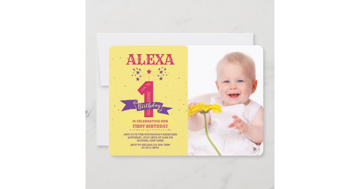 ONE Birthday Party Photo Invitation | Zazzle