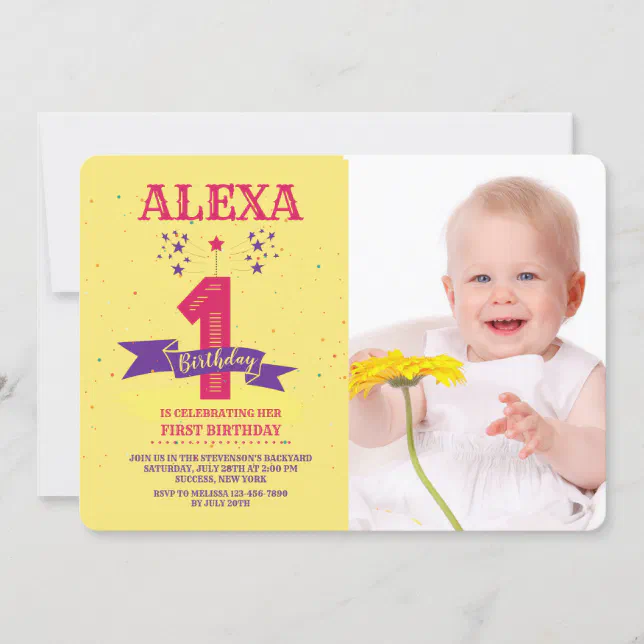 ONE Birthday Party Photo Invitation | Zazzle