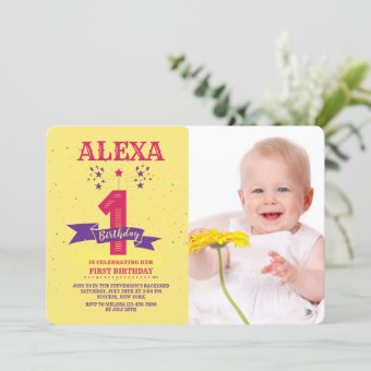 ONE Birthday Party Photo Invitation | Zazzle