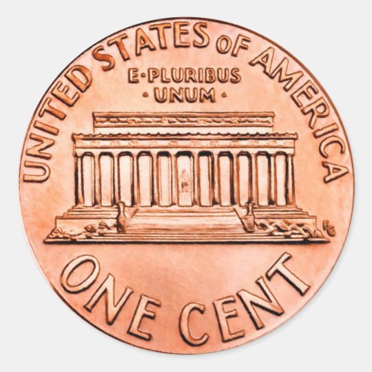 One Cent Penny Classic Round Sticker | Zazzle.com