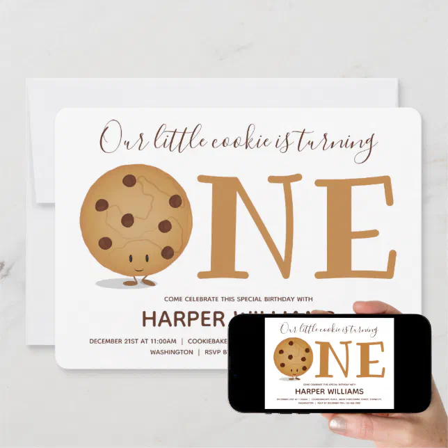 One Cookie First Birthday Invitation | Zazzle