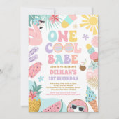 One Cool Babe Tropical Summer 1st Birthday Party Invitation | Zazzle