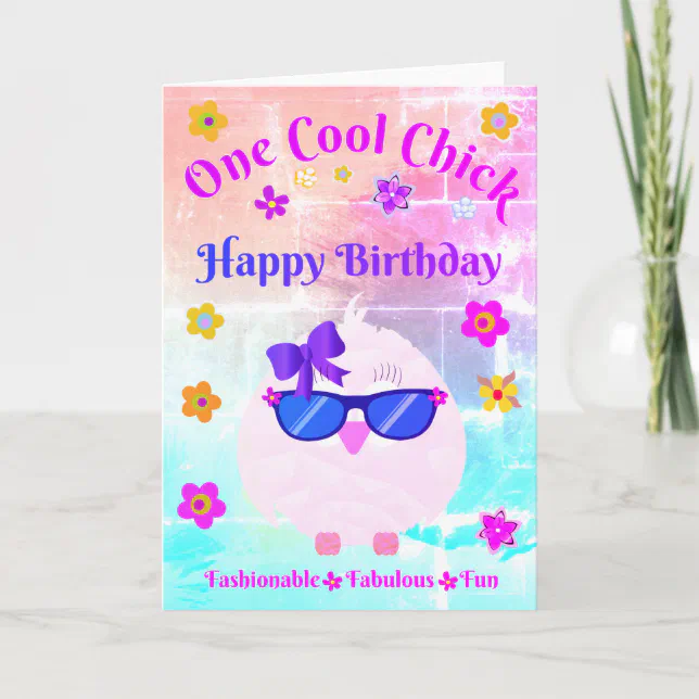 One Cool Chick Happy Birthday Card | Zazzle