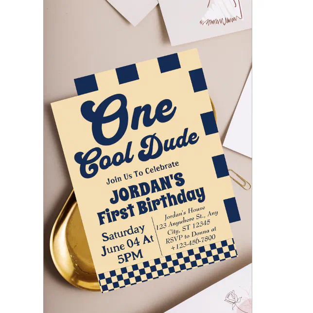 One Cool Dude 1st Birthday Invitation | Zazzle
