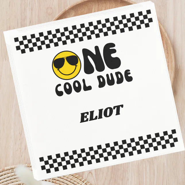 One Cool Happy Dude First 1st Birthday Napkins | Zazzle