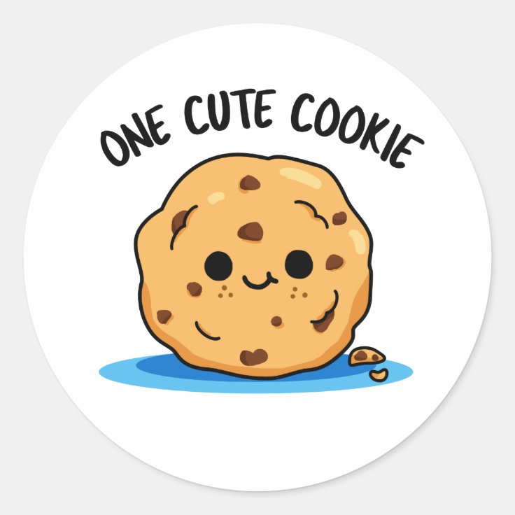 One Cute Cookie Funny Food Pun Classic Round Sticker | Zazzle