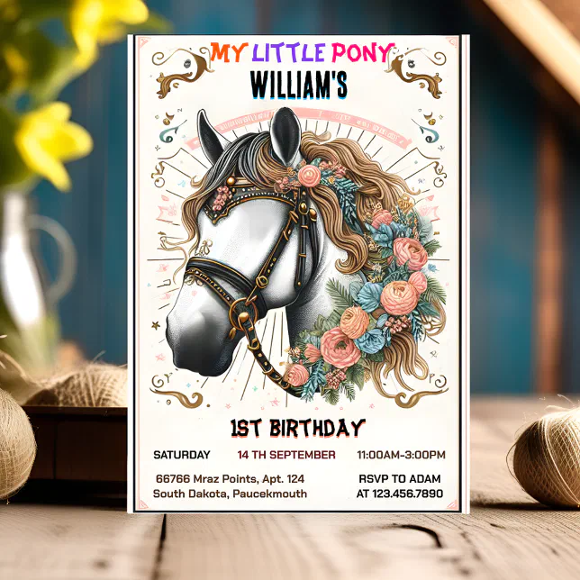 one cute horse my little pony first 1st birthday invitation | Zazzle