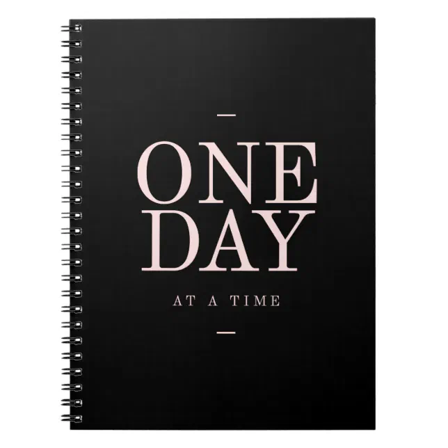 One Day- Goals Motivational Quote Black Notebook | Zazzle