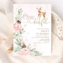 One-deer-ful 1st birthday invitation. Winter deer Invitation | Zazzle