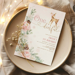 One-deer-ful 1st birthday invitation. Winter deer Invitation | Zazzle