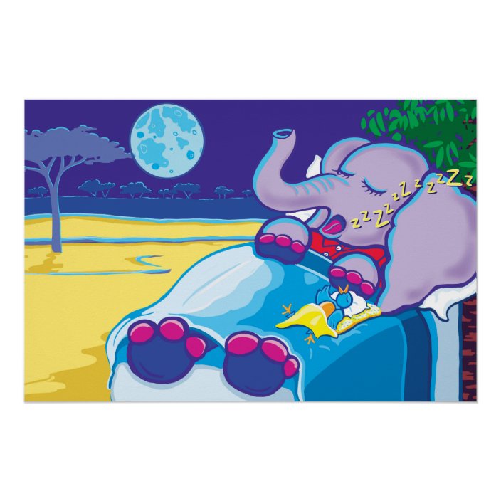 One Elephant Snoring Sweet & Sound Poster | Zazzle.com
