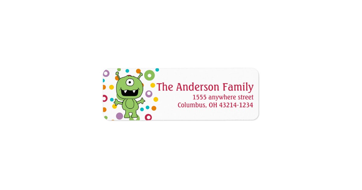 One Eye Green Alien Return Address Labels d1 | Zazzle