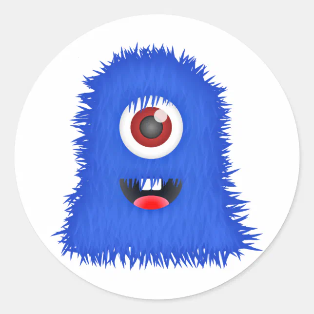 One eyed blue monster classic round sticker | Zazzle