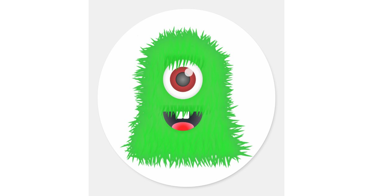 One eyed green monster classic round sticker | Zazzle