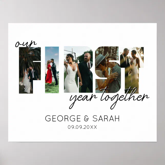 One first Year Together Wedding Anniversary photo Poster | Zazzle