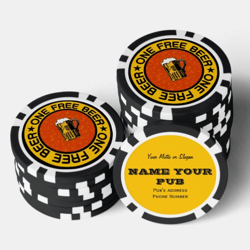 ONE FREE BEER custom bar / pub drink chips | Zazzle