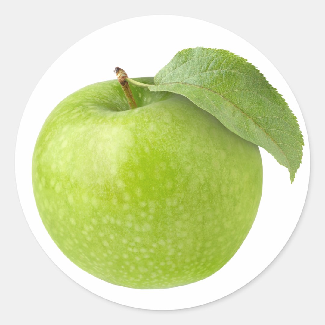 One green apple classic round sticker | Zazzle