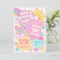One Groovy Babe Groovy Rainbow 1st Birthday Party Invitation | Zazzle