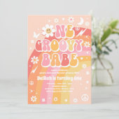 One Groovy Babe Peace Love Party Rainbow Birthday Invitation | Zazzle