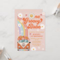 One Groovy Babe Retro Rainbow 1st Birthday Invitation | Zazzle