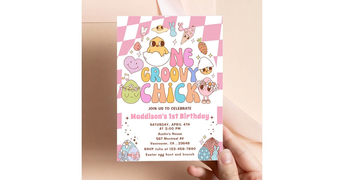 One Groovy Chick Spring Daisy 1st Birthday Party Invitation | Zazzle