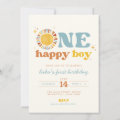 One Happy Boy Boho Sun First Birthday Invitation | Zazzle