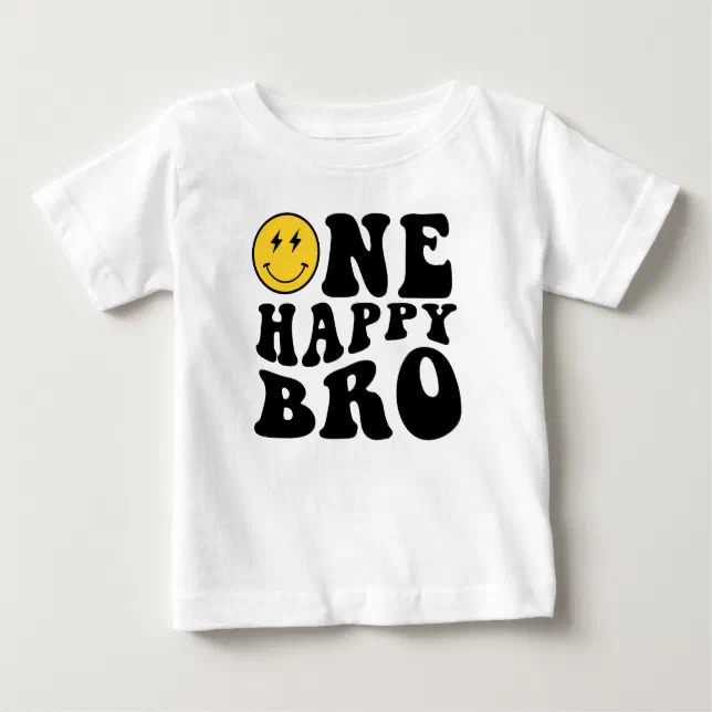 One Happy Bro Smile Boy 1st Birthday Matching Baby T-Shirt | Zazzle