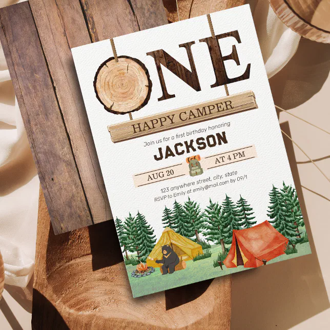 One Happy Camper 1st Birthday Invitation | Zazzle