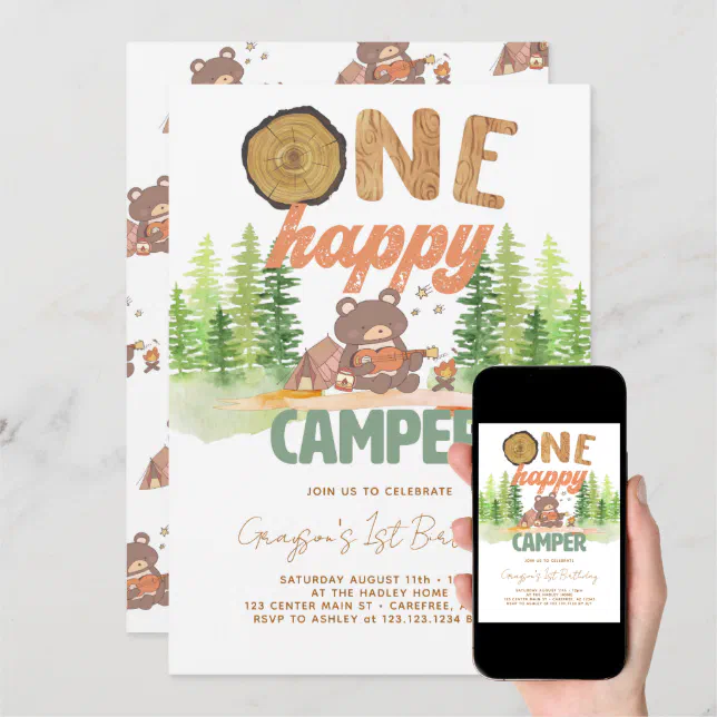 One Happy Camper 1st Birthday Invitation | Zazzle
