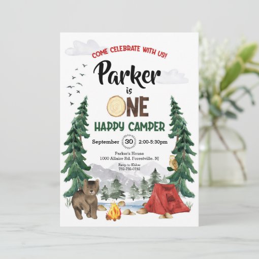 One Happy Camper Birthday Invitation | Zazzle