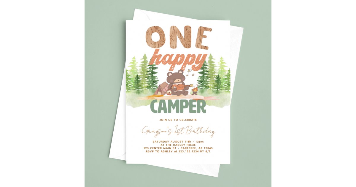 One Happy Camper Birthday Invitation | Zazzle