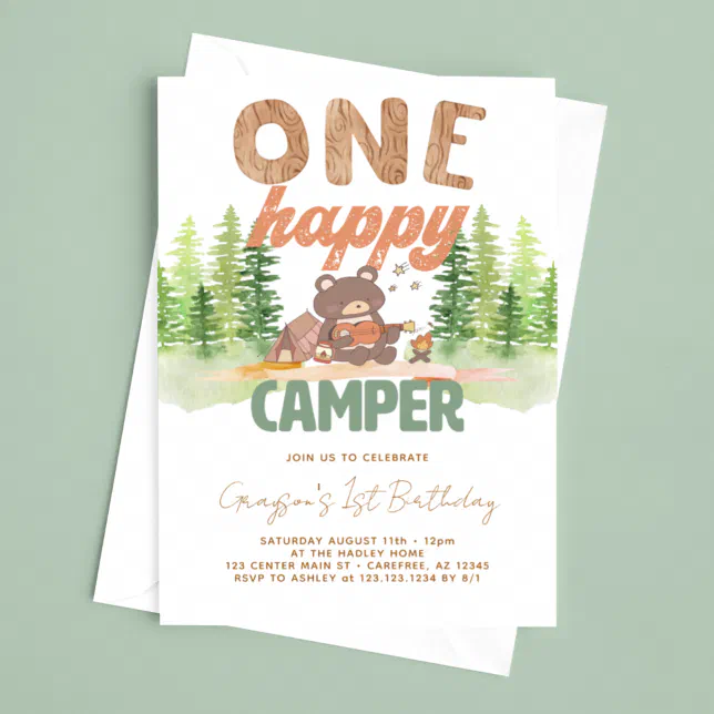 One Happy Camper Birthday Invitation | Zazzle