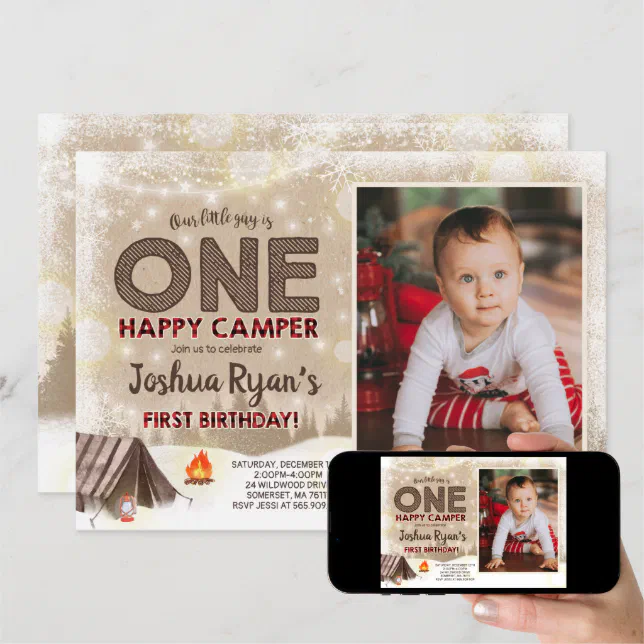 One Happy Camper Birthday Invitation Camping Party | Zazzle