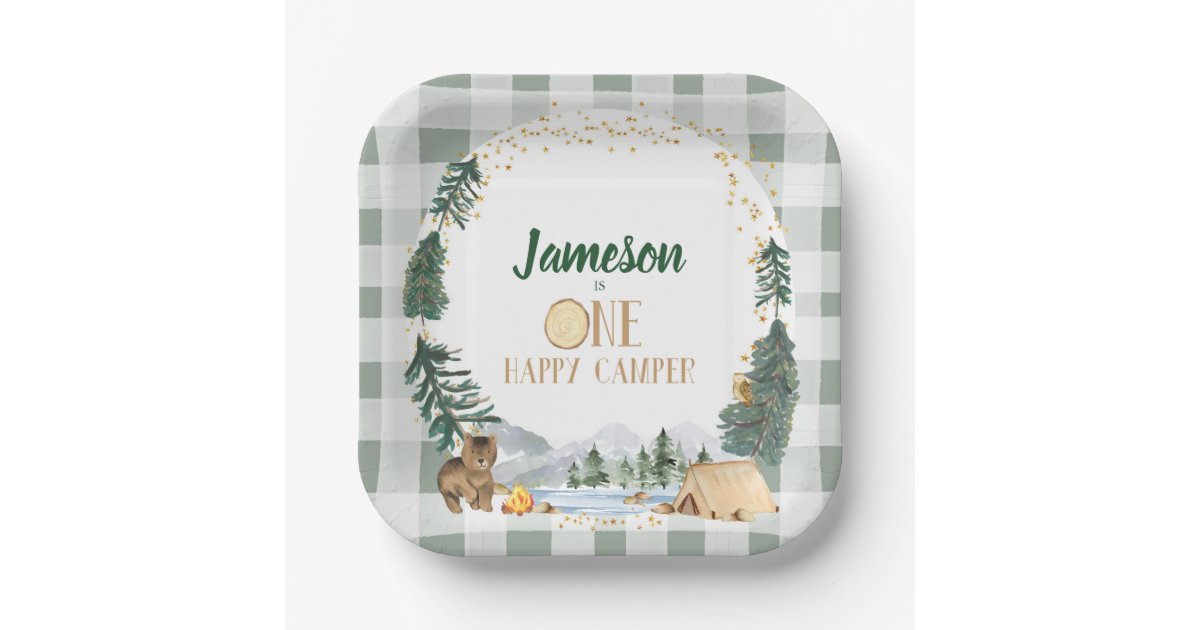 One Happy Camper Birthday Party Plates | Zazzle