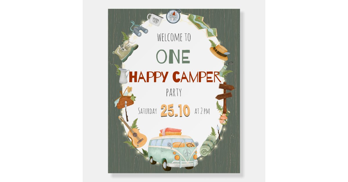 One Happy Camper Birthday Welcome Sign | Zazzle