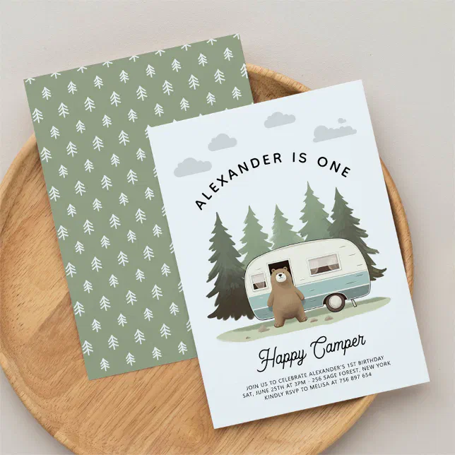 One Happy Camper First Birthday Invitation | Zazzle