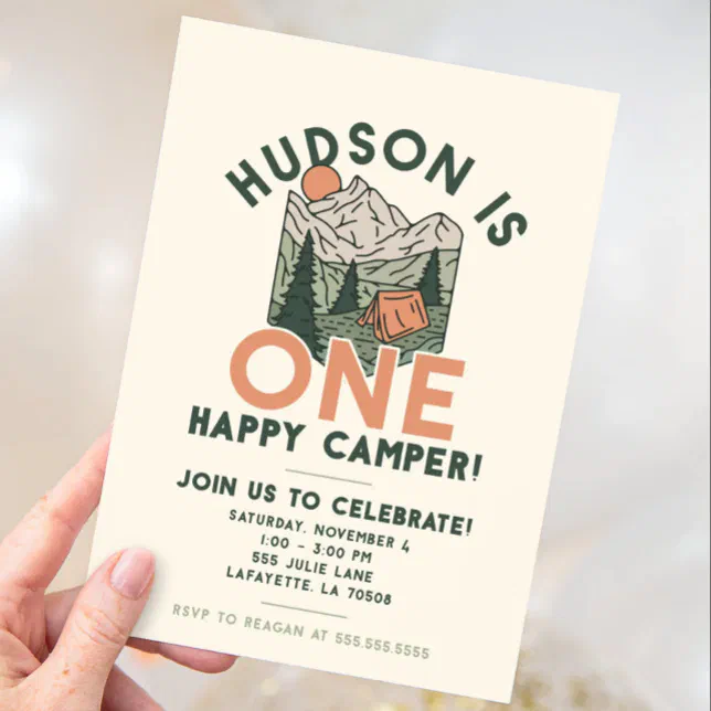 One Happy Camper First Birthday Party Invitations | Zazzle