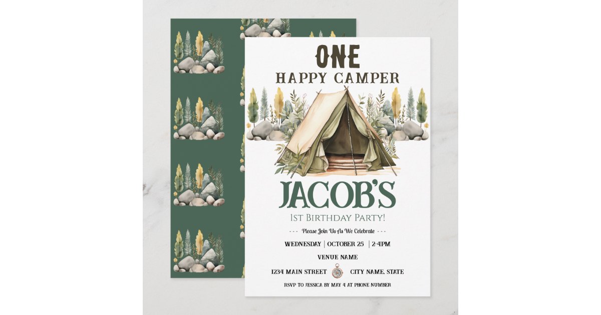One Happy Camper Kids Birthday Invitation | Zazzle