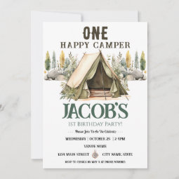 One Happy Camper Kids Birthday Invitation | Zazzle