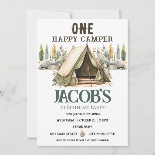 One Happy Camper Kids Birthday Invitation | Zazzle