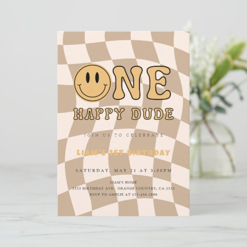ONE HAPPY DUDE BIRTHDAY INVITATION | Zazzle