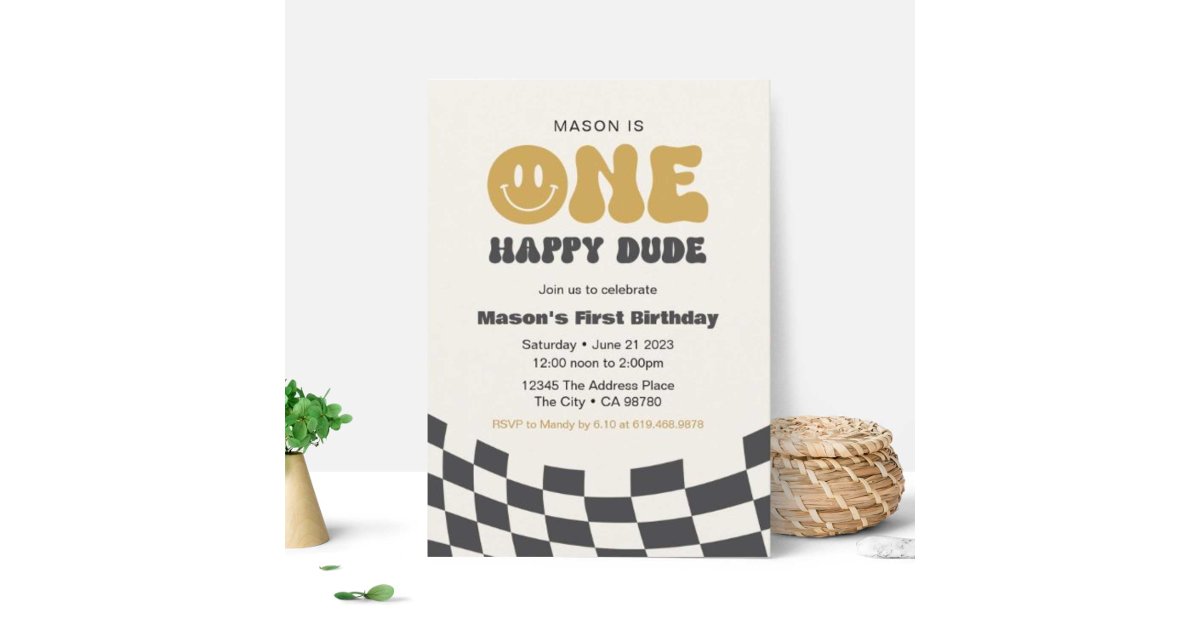 One Happy Dude Birthday Invitation • Happy Dude | Zazzle