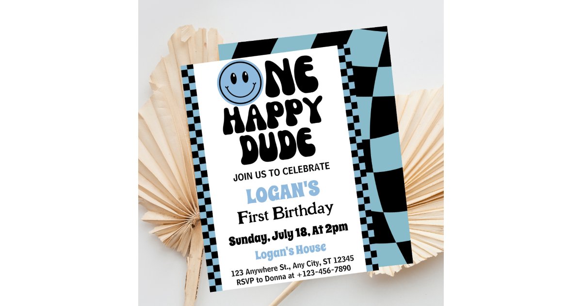 One Happy Dude Boy 1st Birthday Invitation | Zazzle