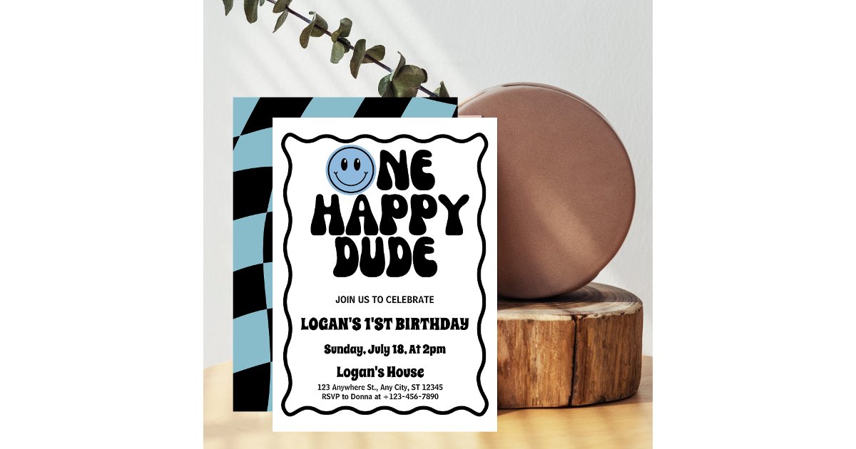 One Happy Dude Boy 1st Birthday Invitation | Zazzle