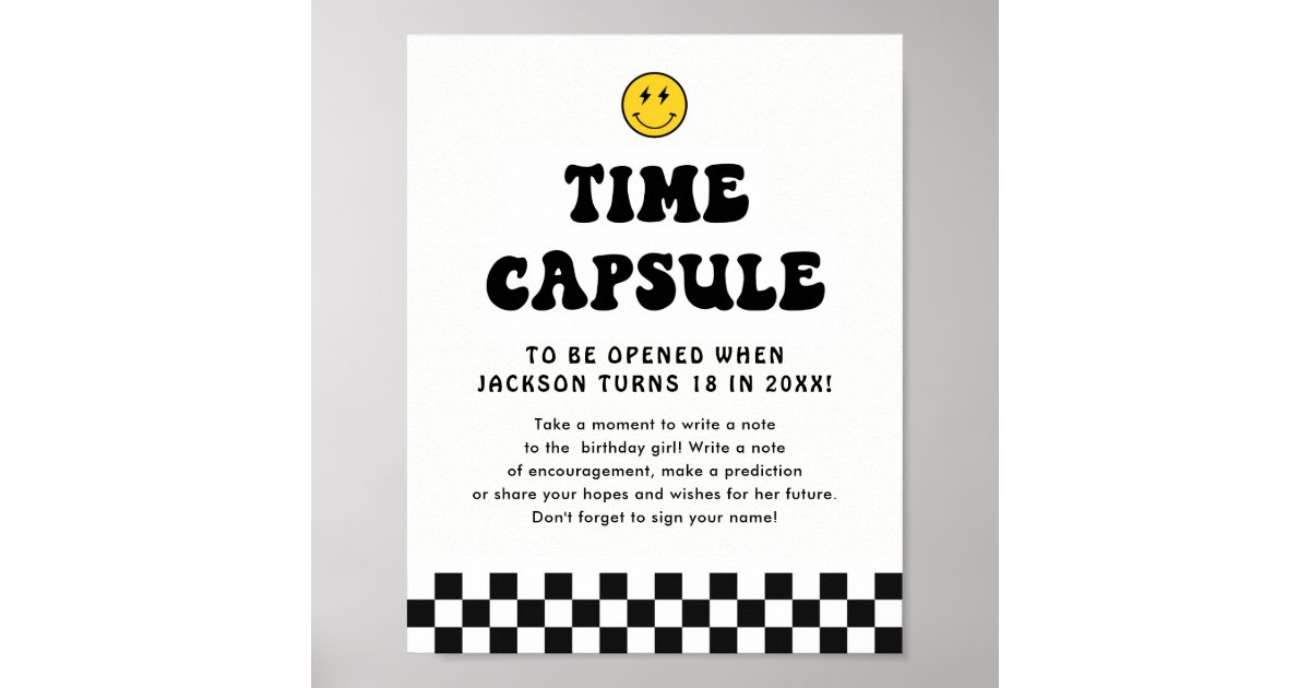 One Happy Dude Boy 1st Birthday Time Capsule Sign | Zazzle