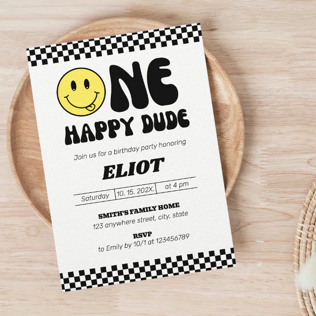 One Happy Dude Boy's 1st Birthday Invitation | Zazzle