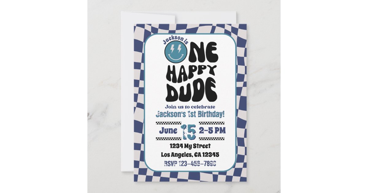 One Happy Dude Boy's Birthday Party Invitation | Zazzle