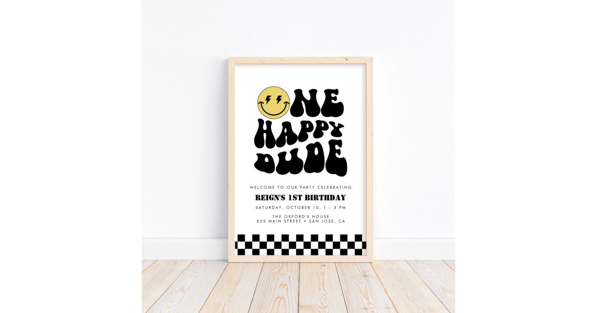 One Happy Dude | Boys Happy Face Welcome Poster | Zazzle