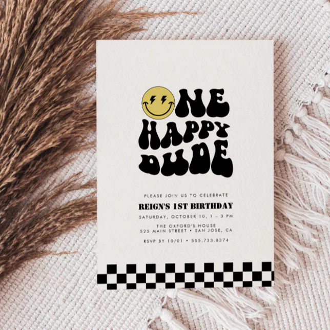One Happy Dude | Boys Rad Kids 1st Birthday Invitation | Zazzle
